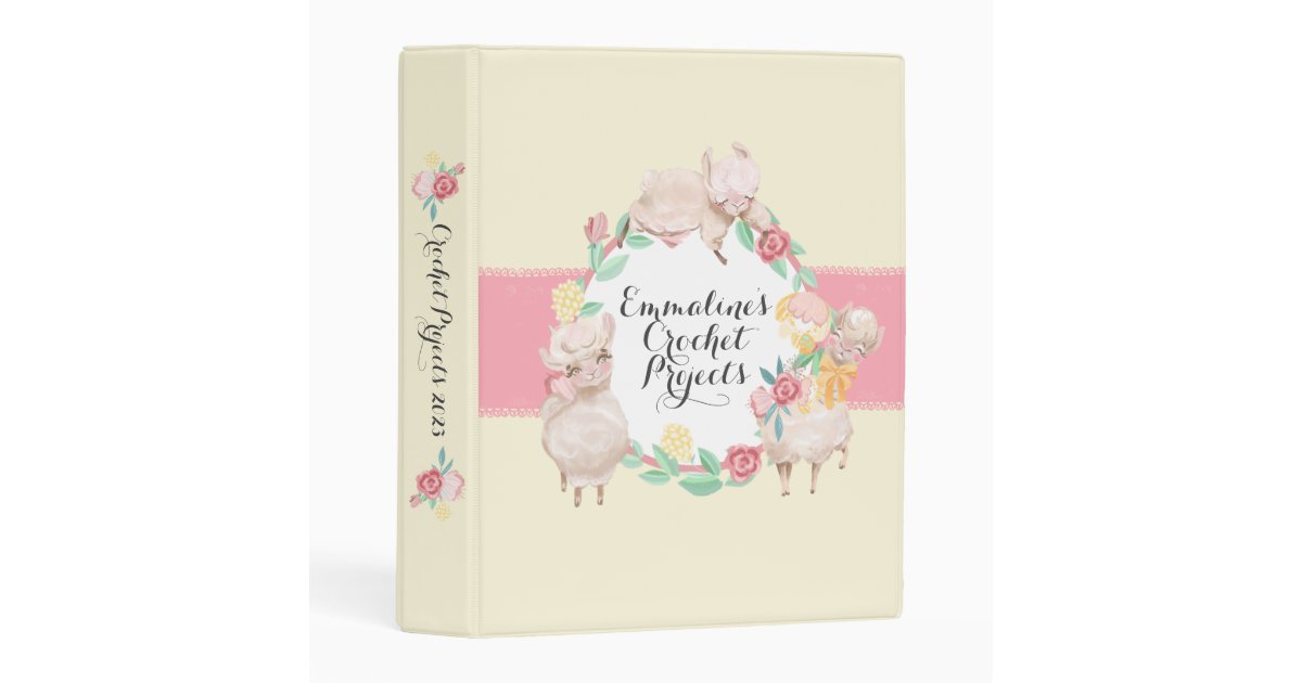 Crochet Projects Mini Binder with Cute Llama | Zazzle