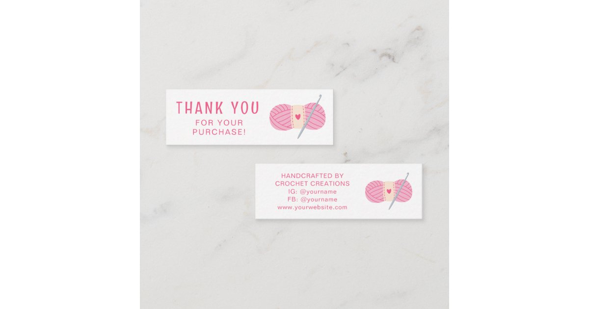 Crochet Thank You Small Business Crocheting Mini Business Card | Zazzle