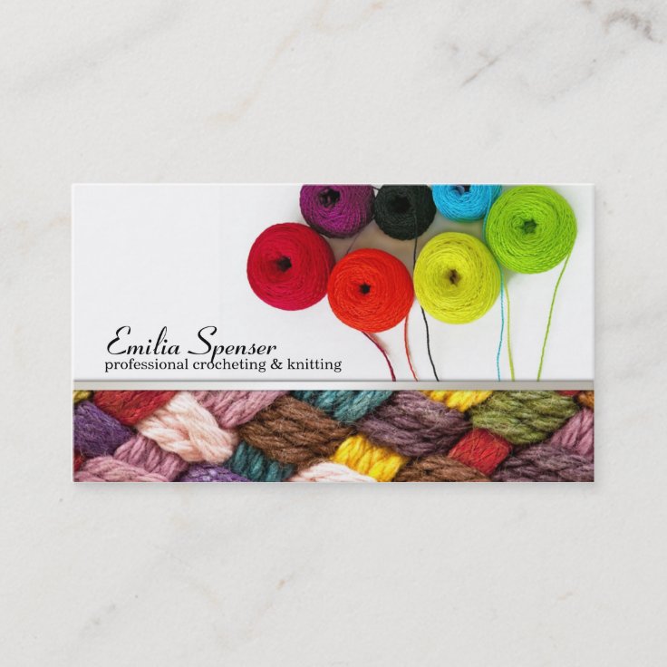 Crocheting & Knitting Colorful Business Card | Zazzle