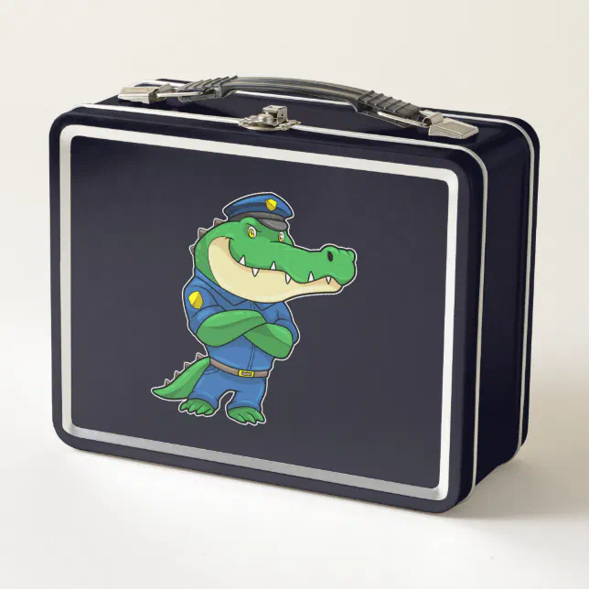 Crocodile as Police officer with Uniform Metal Lunch Box | Zazzle