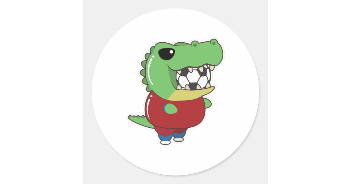 Crocodile as Soccer player with Soccer ball Classic Round Sticker | Zazzle