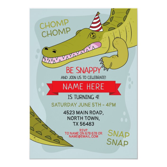 Crocodile Birthday Party Croc Alligator Swamp Invitation | Zazzle.com