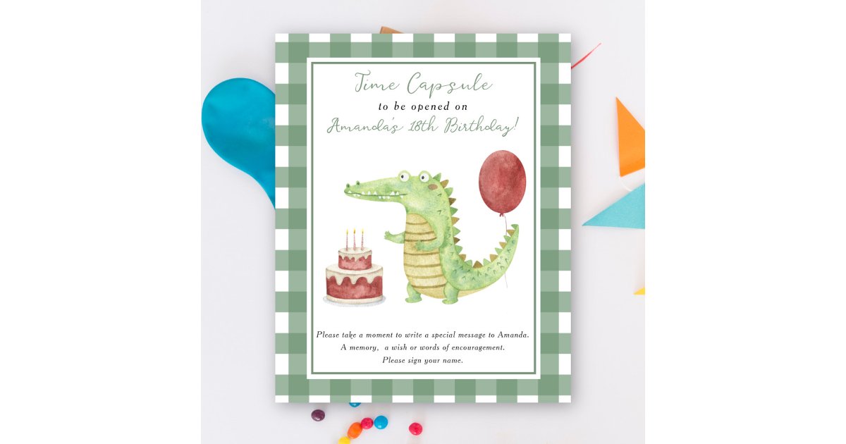 Crocodile Time Capsule 1st birthday gender neutral Poster | Zazzle