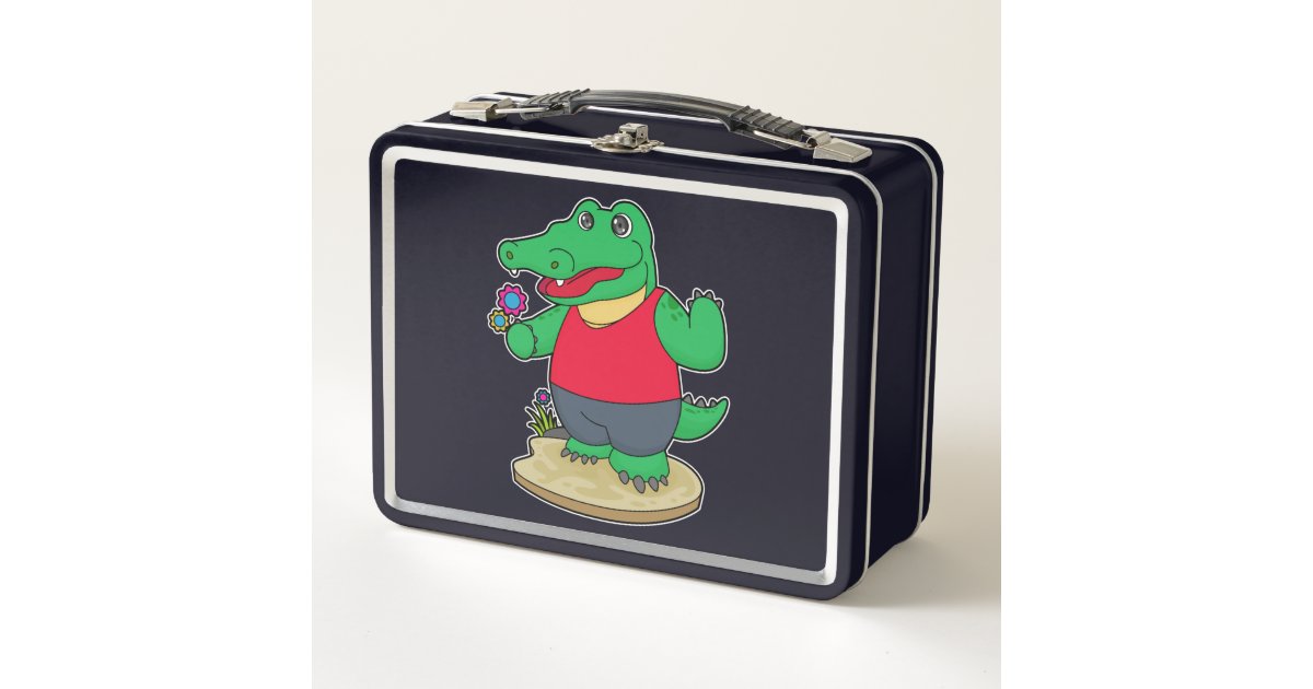 Crocodile with Flowers Metal Lunch Box | Zazzle