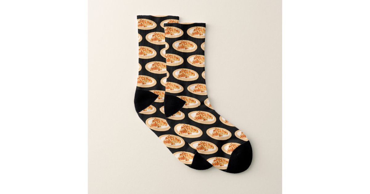 Croissant cartoon illustration socks | Zazzle