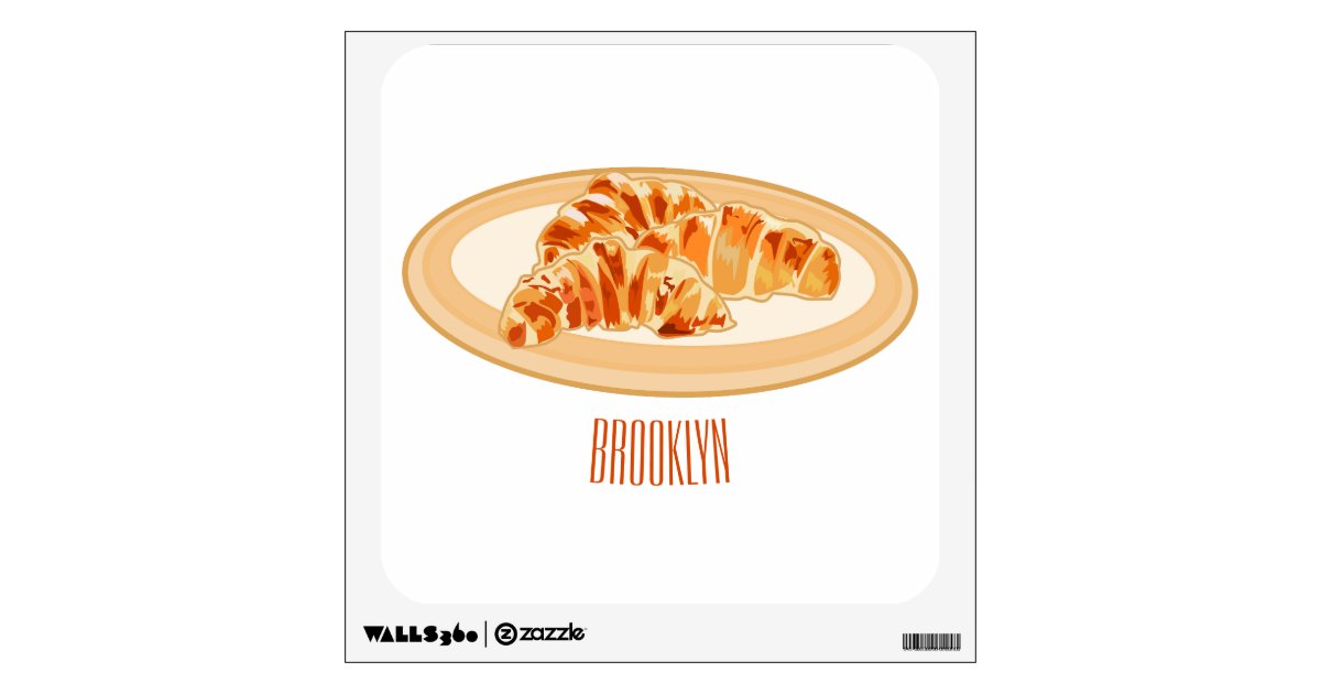 Croissant cartoon illustration wall decal | Zazzle