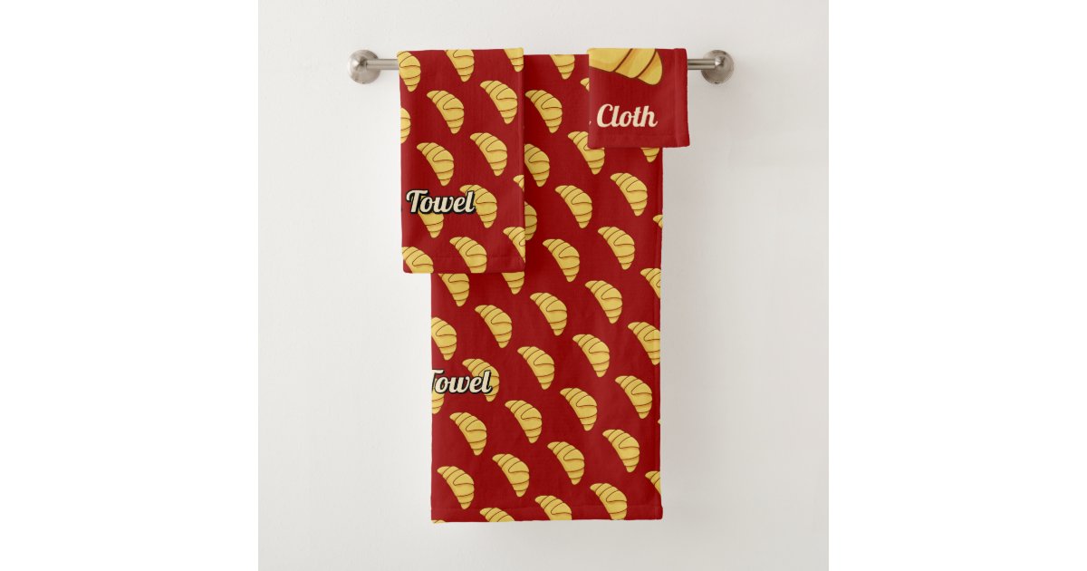 Croissant Pattern Towel Set | Zazzle