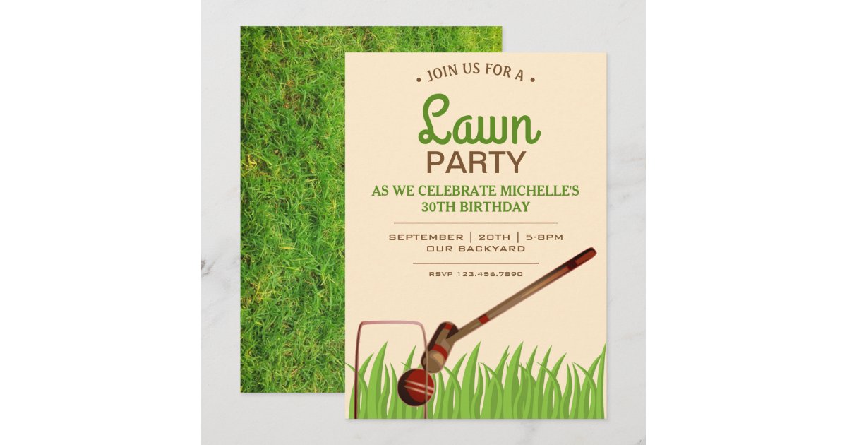 Croquet Backyard Game Lawn Birthday Party Invite | Zazzle
