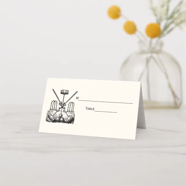 Croquet Equipment Set Escort Card Place Card Ivory | Zazzle