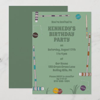 Croquet Set, Yard Game Custom Outdoor Party Invitation | Zazzle