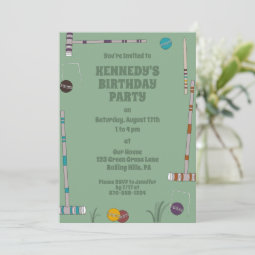 Croquet Set, Yard Game Custom Outdoor Party Invitation | Zazzle