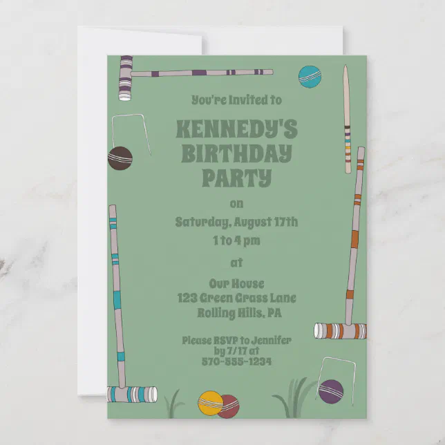 Croquet Set, Yard Game Custom Outdoor Party Invitation | Zazzle