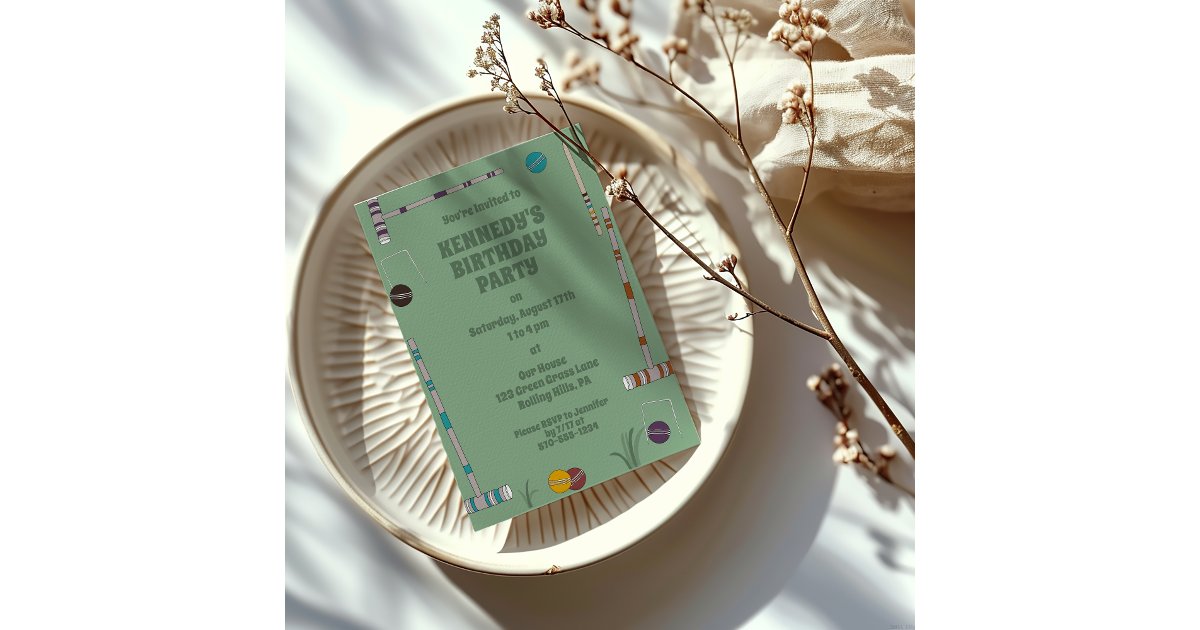 Croquet Set, Yard Game Custom Outdoor Party Invitation | Zazzle