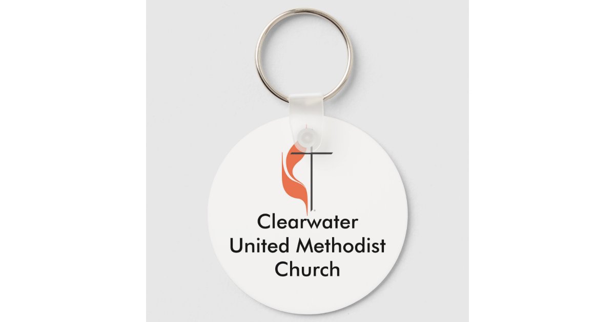 Cross and flame, ClearwaterUnited MethodistChurch Keychain | Zazzle