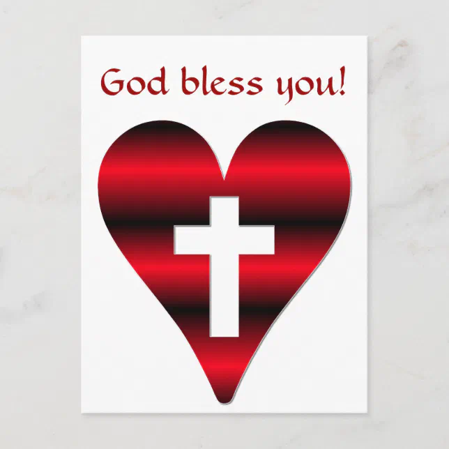 Cross and heart #3 ( Cross inside red heart ) Postcard | Zazzle