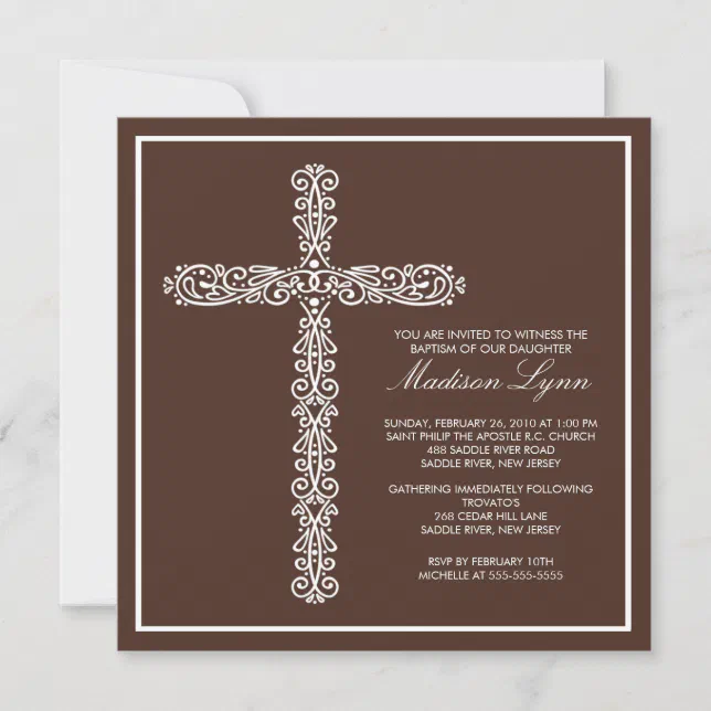 Cross Baptism Christening Baby Baptism Inviation Invitation | Zazzle