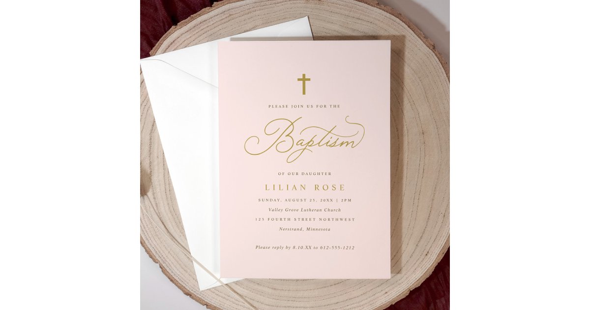 Cross Baptism Invitations - Pink Daughter Girl | Zazzle
