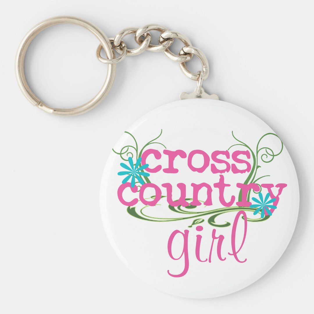 Cross Country Girl PINK Keychain | Zazzle