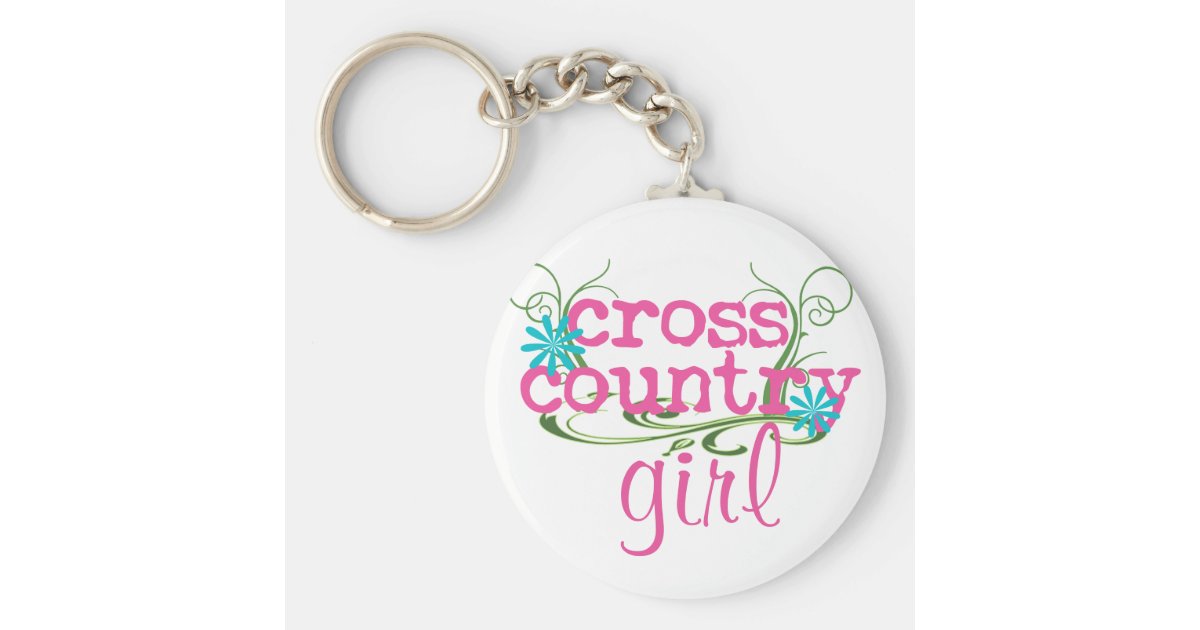 Cross Country Girl PINK Keychain | Zazzle
