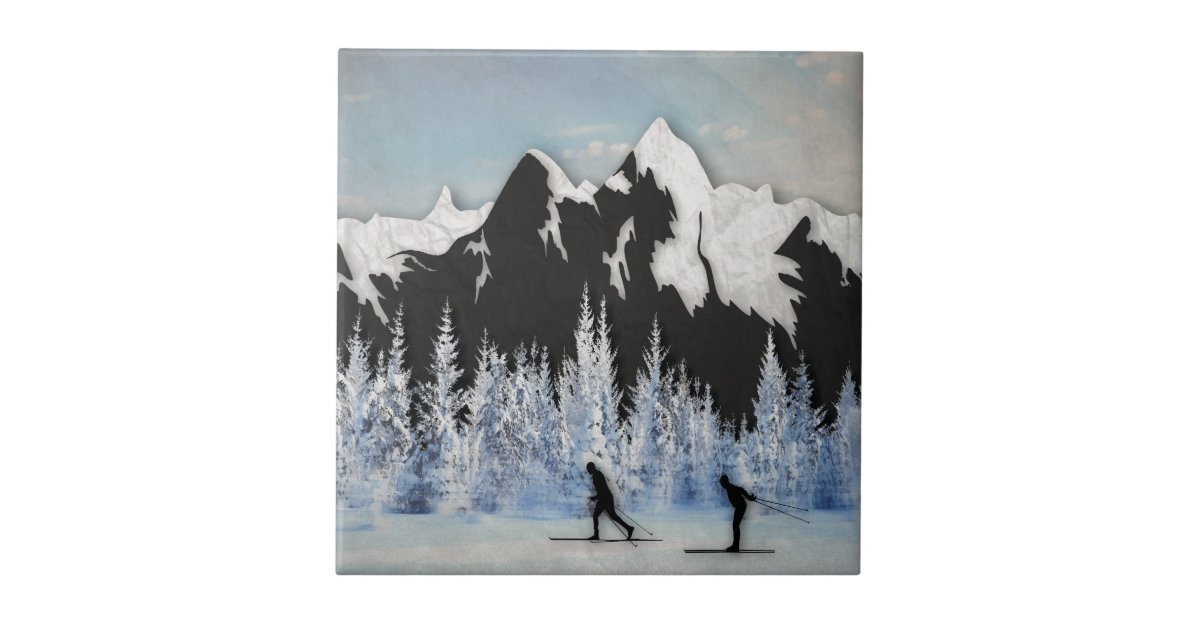Cross Country Skiing Ceramic Tile | Zazzle