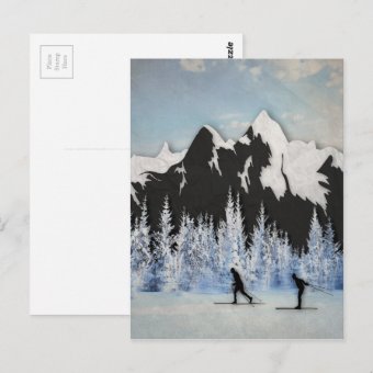 Cross Country Skiing Postcard | Zazzle