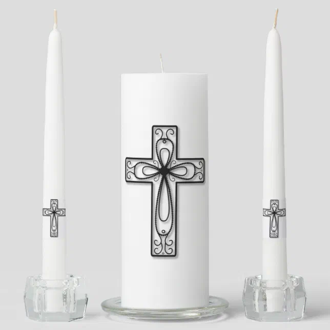 Cross Design Religious Symbol Unity Candle Set | Zazzle