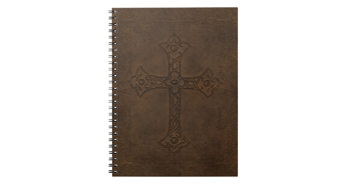 Cross Embossed Leather Notebook | Zazzle