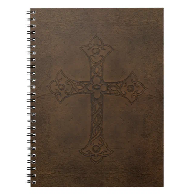 Cross Embossed Leather Notebook | Zazzle