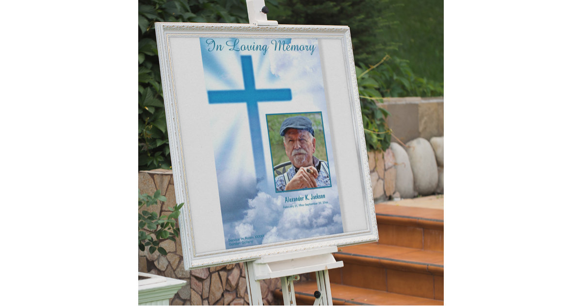 Cross Funeral Memorial Service Sign Vertical | Zazzle