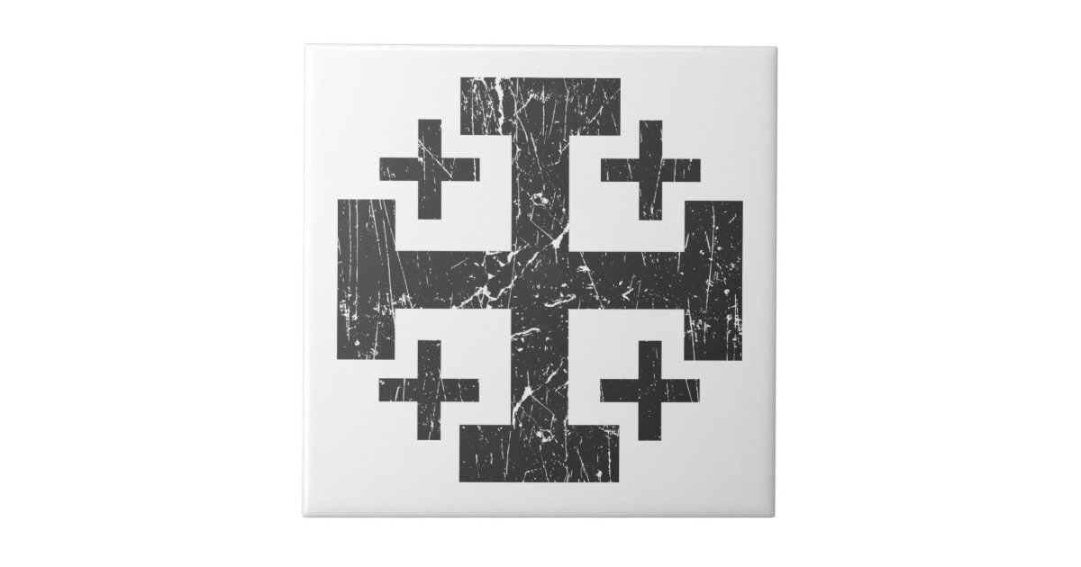 cross holy land grunge religion symbol Jerusalem P Ceramic Tile | Zazzle