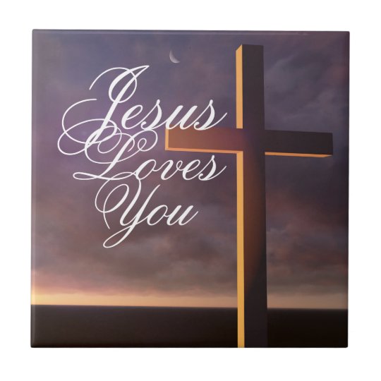Cross Jesus Loves You Ceramic Tile | Zazzle.com