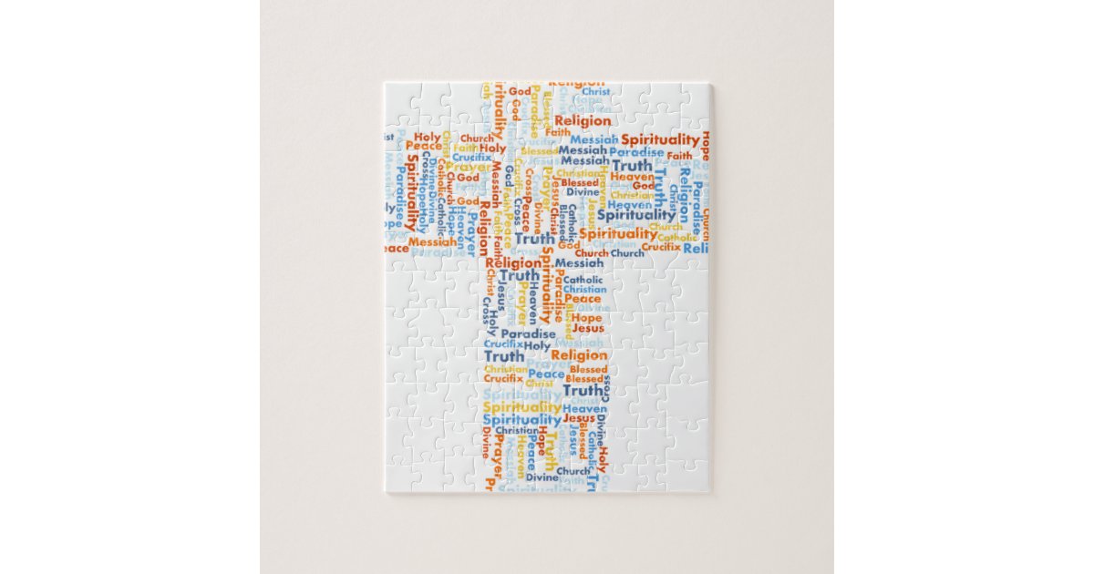 Cross made of words jigsaw puzzle | Zazzle