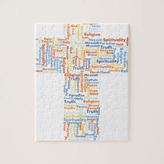 Cross made of words jigsaw puzzle | Zazzle