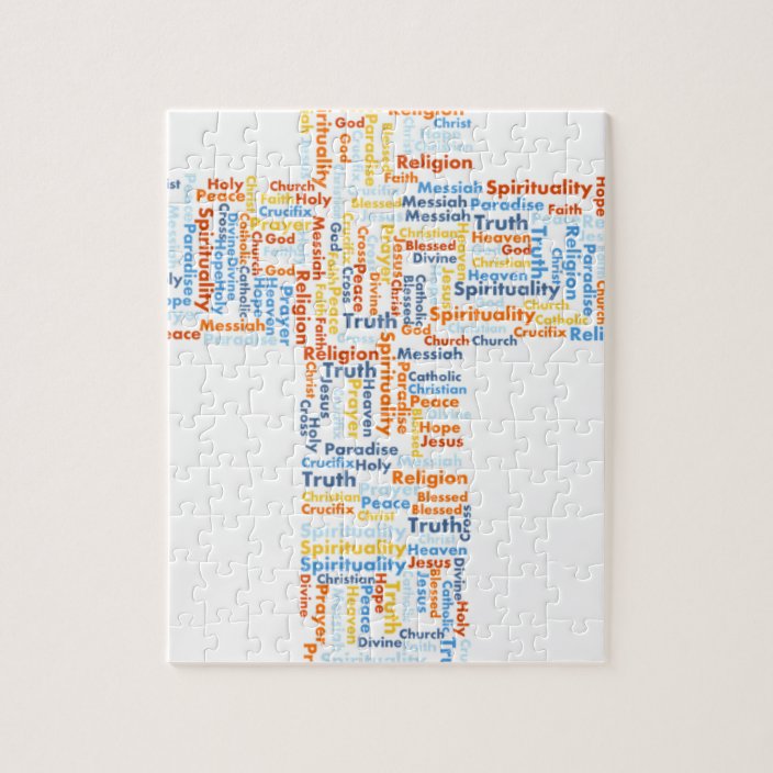 Cross made of words jigsaw puzzle | Zazzle.com