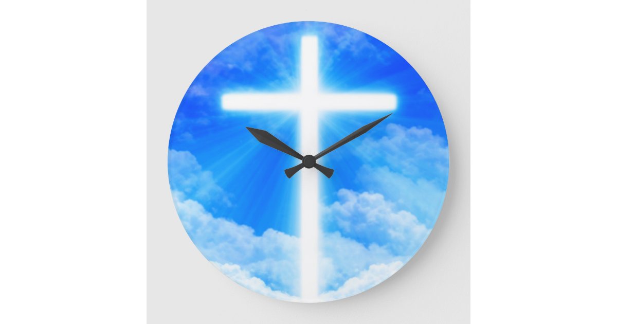 Cross of Light Jesus Christ Customizable Christian Large Clock | Zazzle