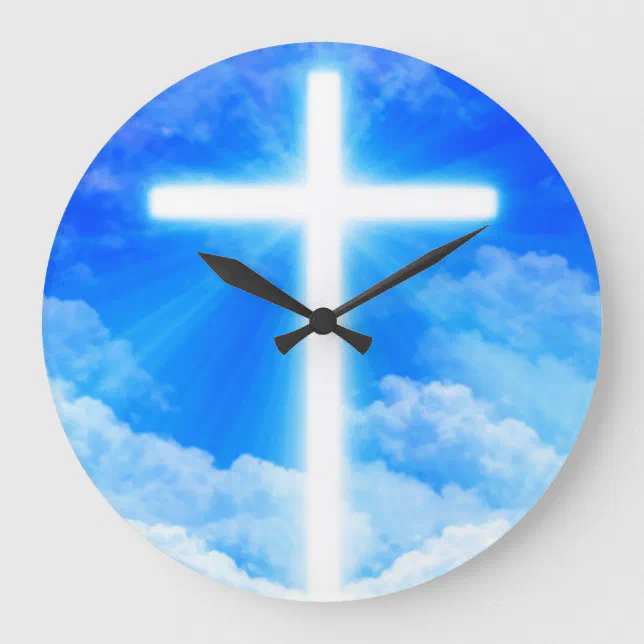 Cross of Light Jesus Christ Customizable Christian Large Clock | Zazzle