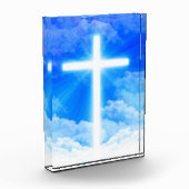 Cross of Light Jesus Christ Customizable Christian Photo Block | Zazzle