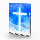 Cross of Light Jesus Christ Customizable Christian Photo Block | Zazzle