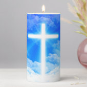 Cross of Light Jesus Christ Customizable Christian Pillar Candle | Zazzle
