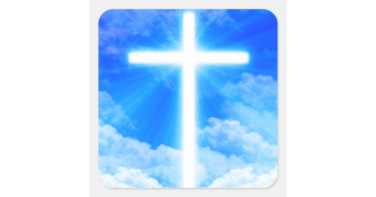 Cross of Light Jesus Christ Customizable Christian Square Sticker | Zazzle