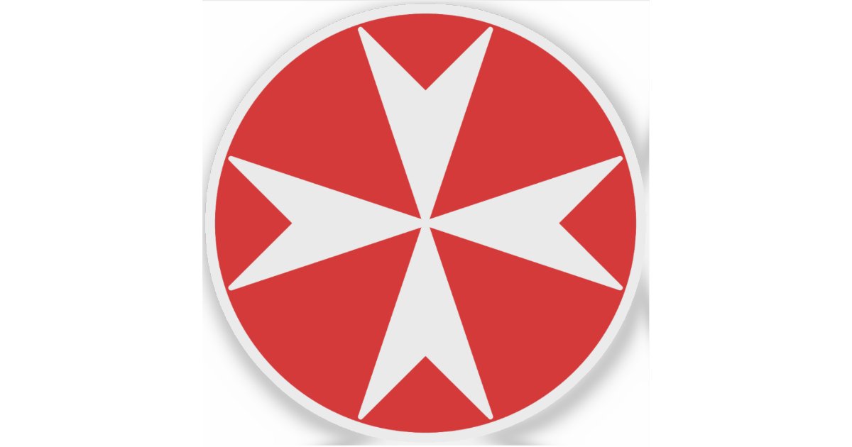 Cross Of Malta v2 (white on red) Sticker | Zazzle
