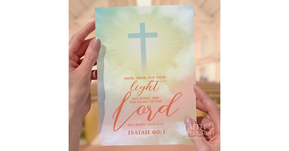 Cross Ombre Sky Clouds Scripture Church Bulletin | Zazzle
