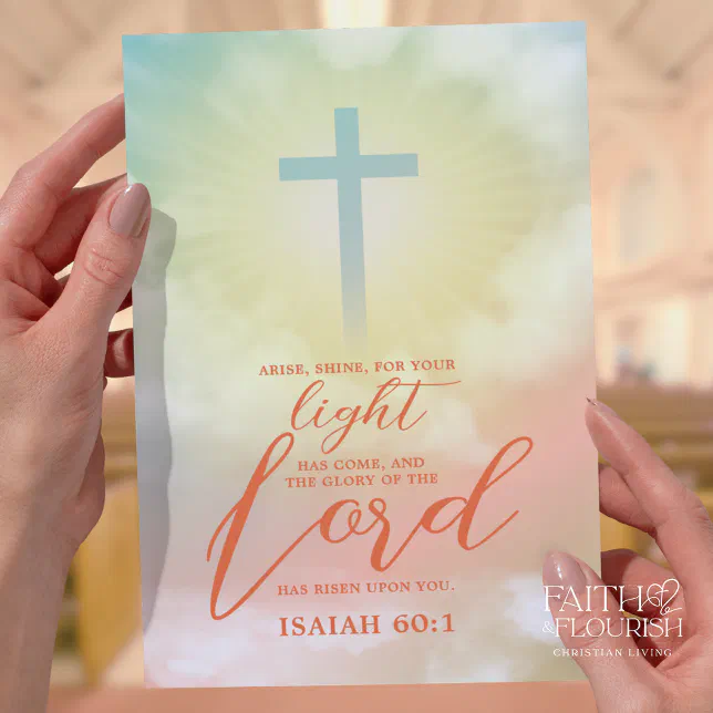 Cross Ombre Sky Clouds Scripture Church Bulletin | Zazzle