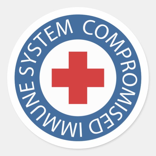 Cross Red Blue Compromised Immune System Classic Round Sticker | Zazzle.com