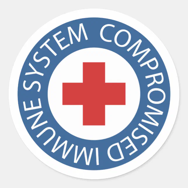 Cross Red Blue Compromised Immune System Classic Round Sticker | Zazzle