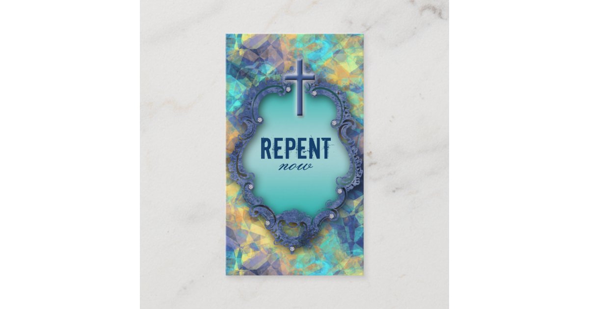 Cross Repent Now Religious Business Card | Zazzle