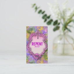 Cross Repent Now Religious Business Card | Zazzle