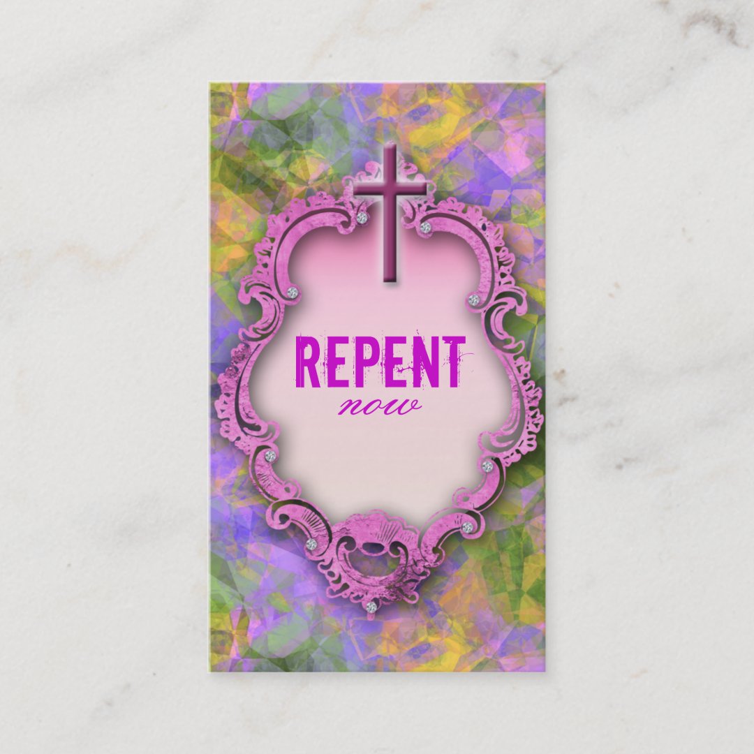 Cross Repent Now Religious Business Card | Zazzle