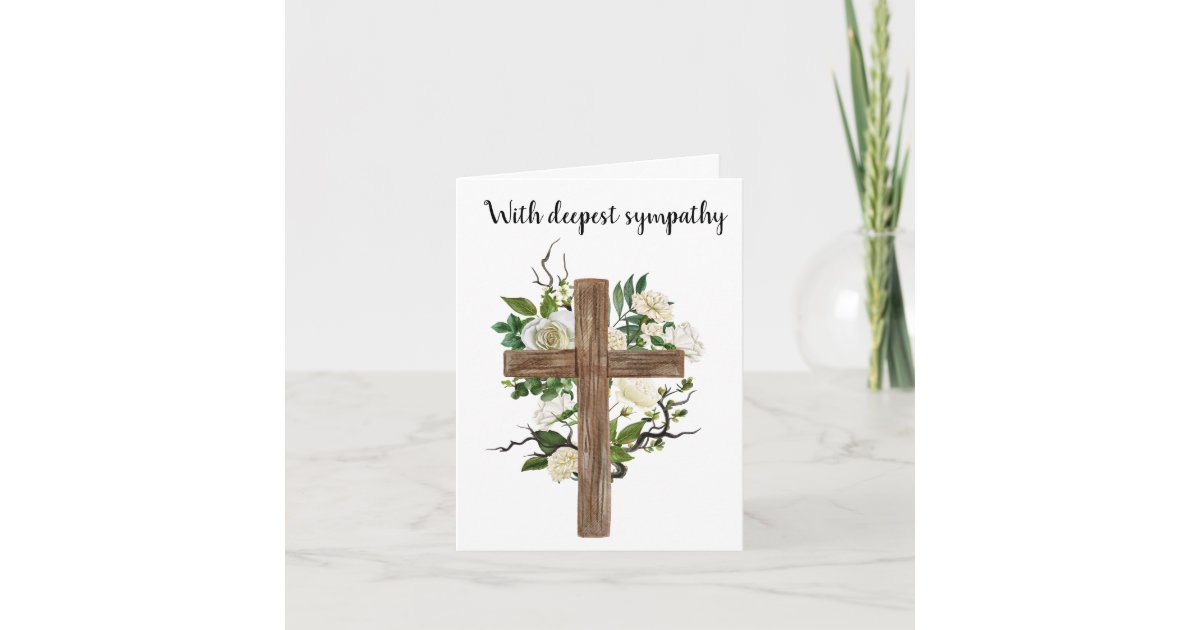 Cross & roses sympathy card. Editable. Card | Zazzle