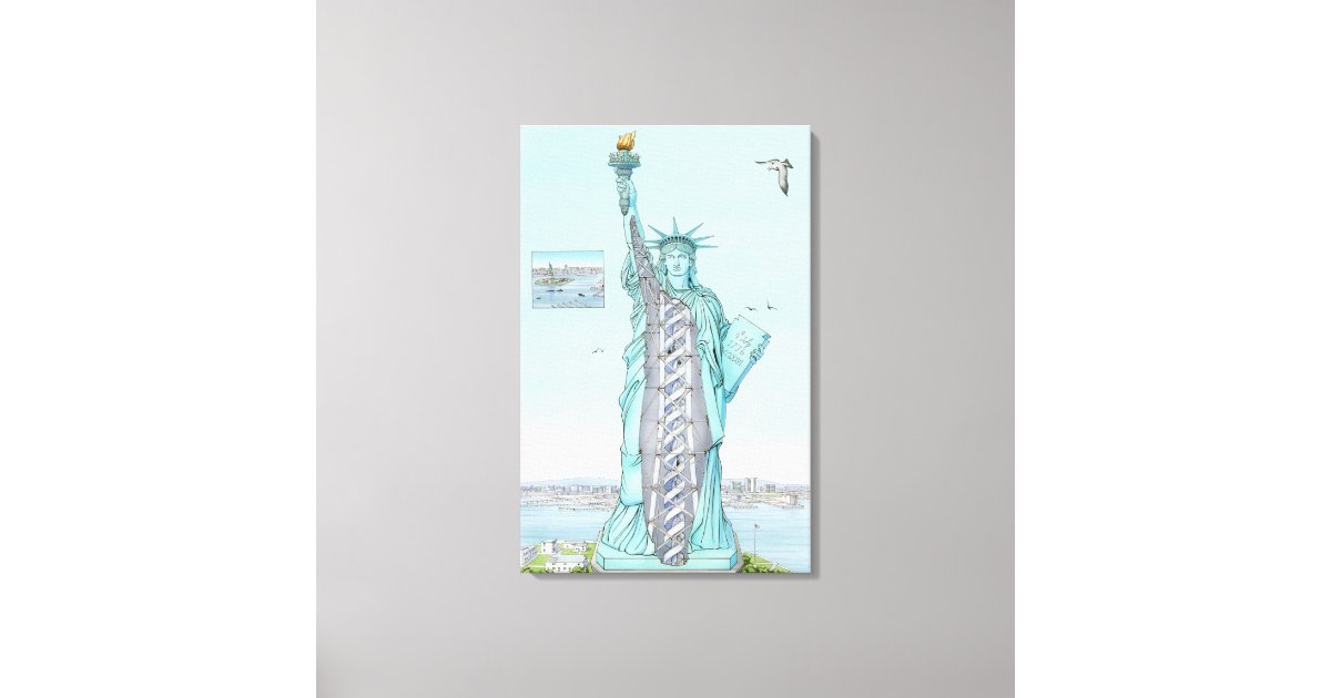 Cross section illustration of Statue of Liberty Canvas Print | Zazzle